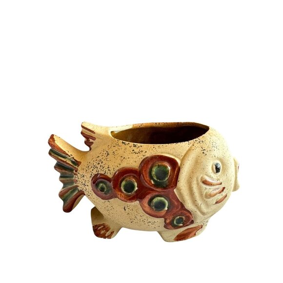 Unbranded | Accents | Vintage Ceramic Brown Puffer Fish Planter Vase ...